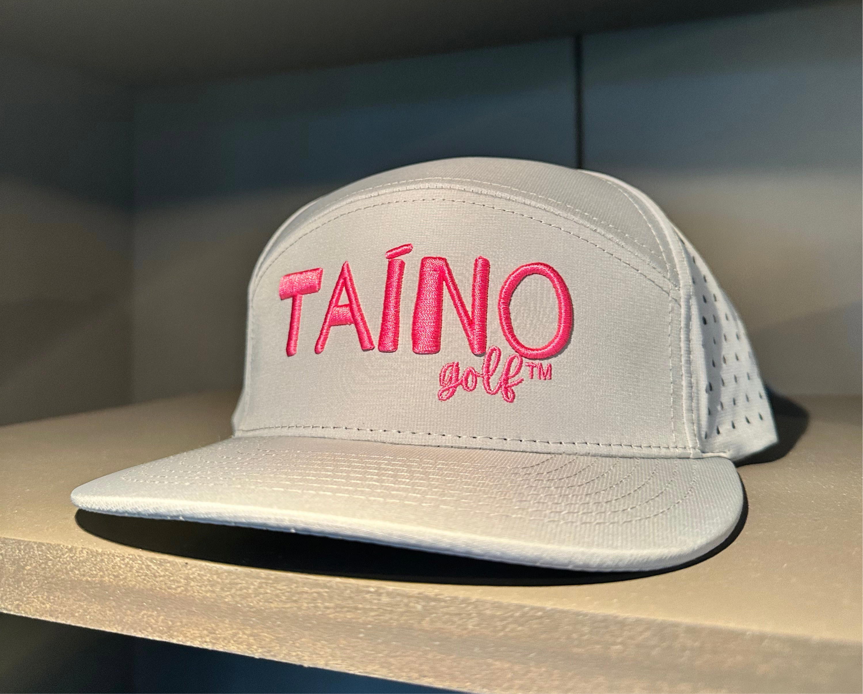 Taino Golf Gray Waterproof Performance Cap – Pink Embroidered Taino ...